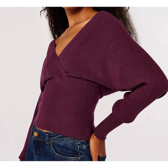 APRICOT | Sweaters | New Apricot Plum Ribbed Knit Cropped Sweater In ...